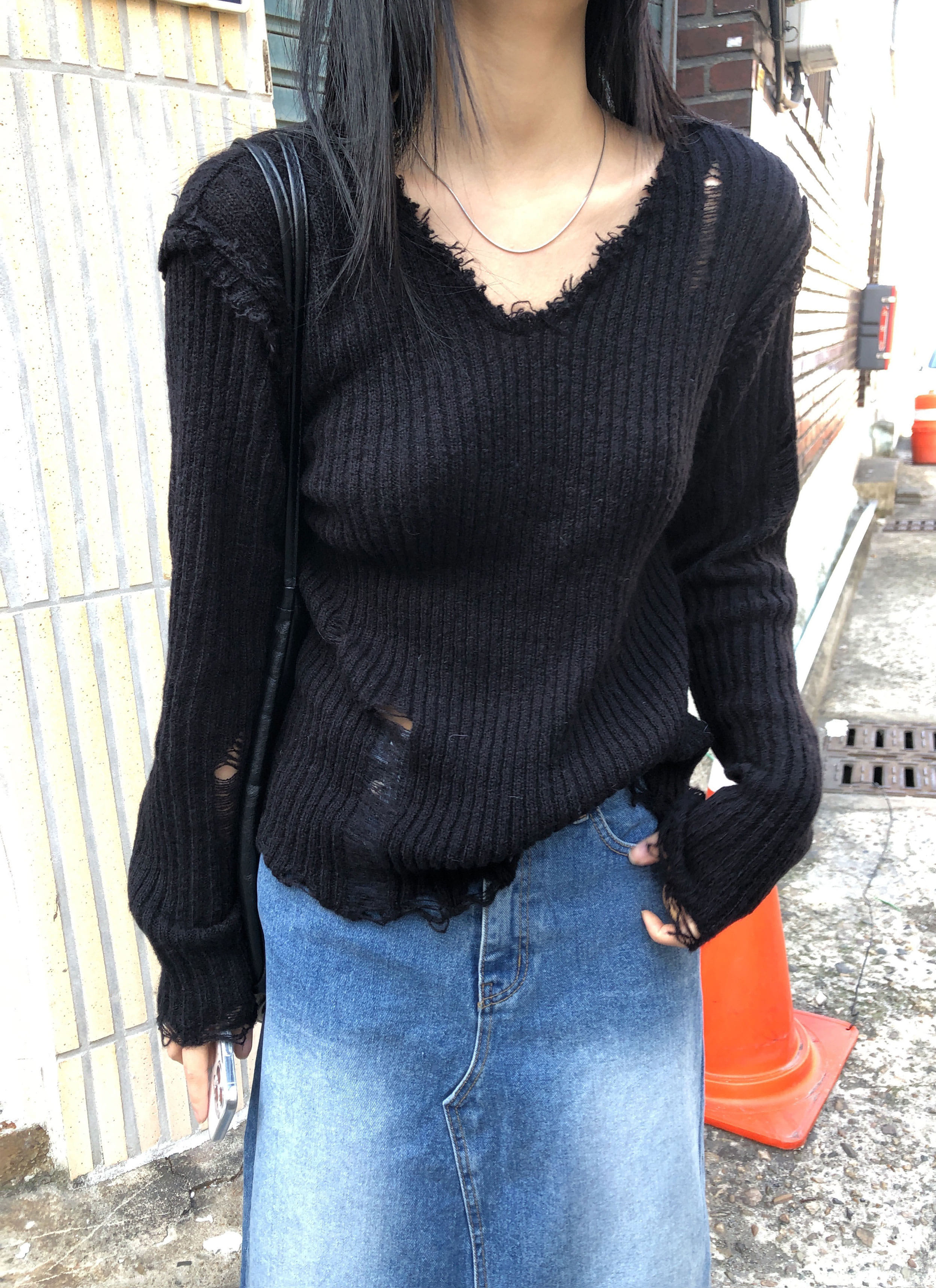 이이알하우스 Dain damage knit (2C) - 위시버킷