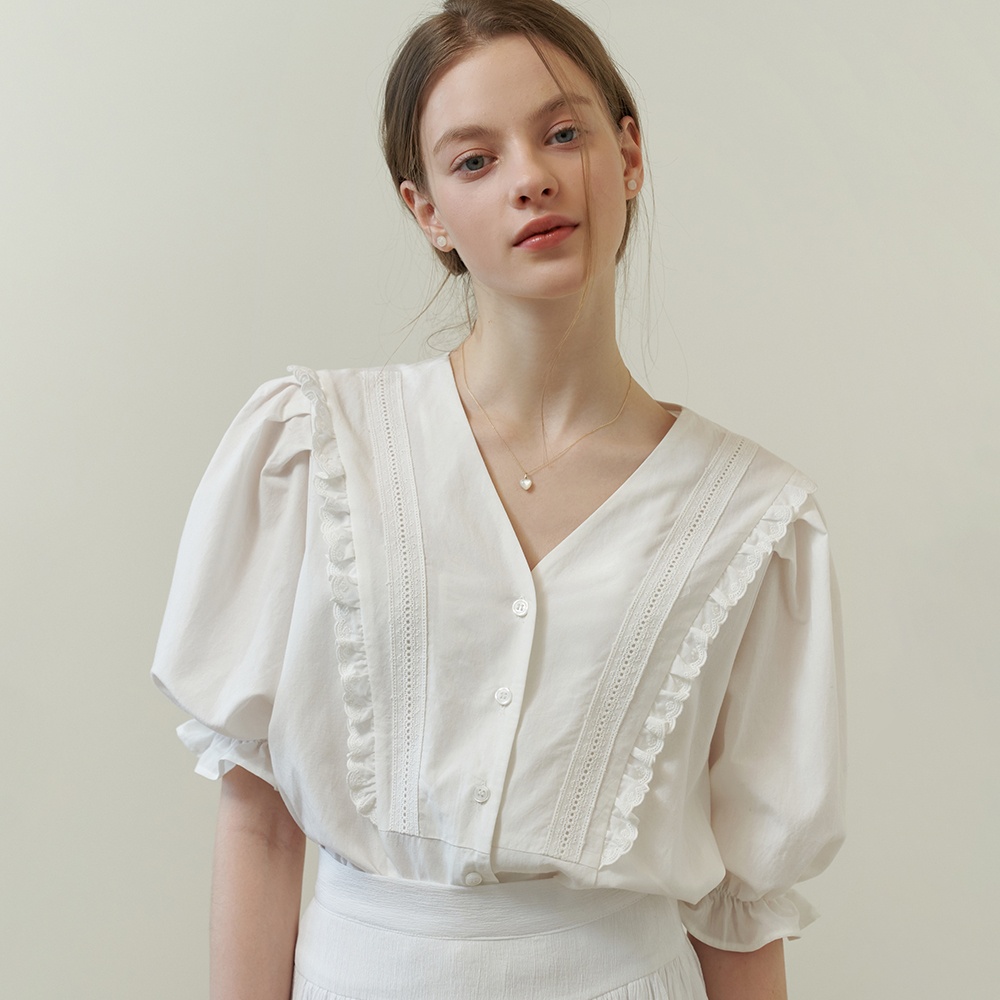  Blur Lace Blouse white 