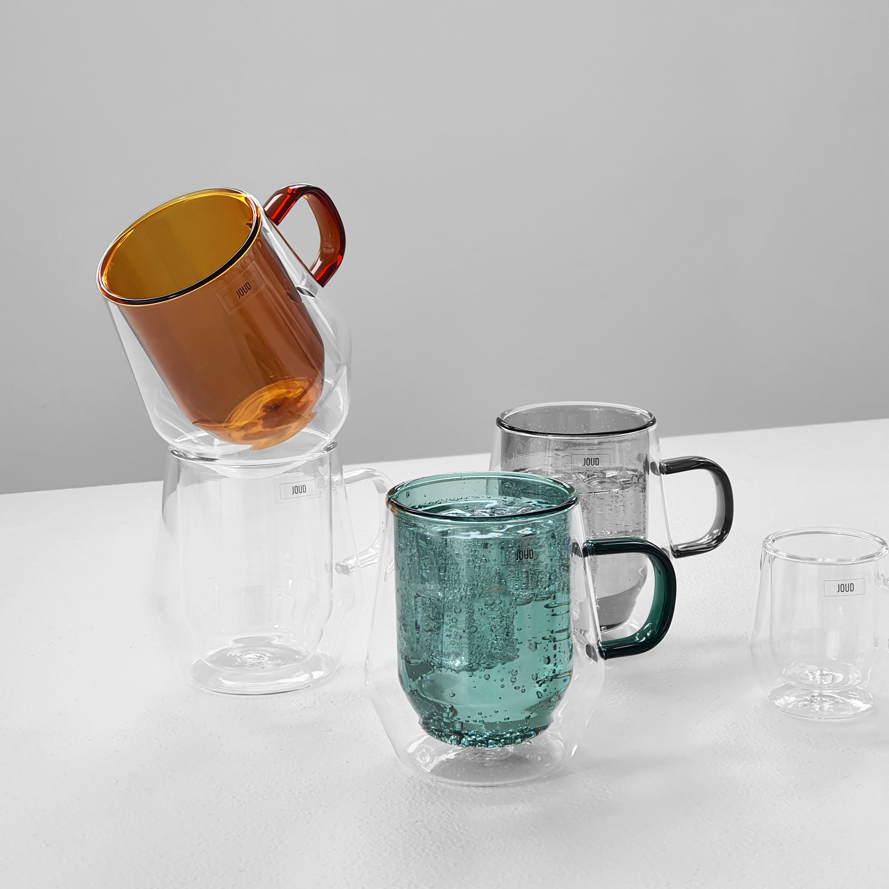 하울스홈 [1+1]쥬드 내열 더블월 이중 유리잔 홈카페 유리컵 머그컵 2P 세트 (4color) - 위시버킷
