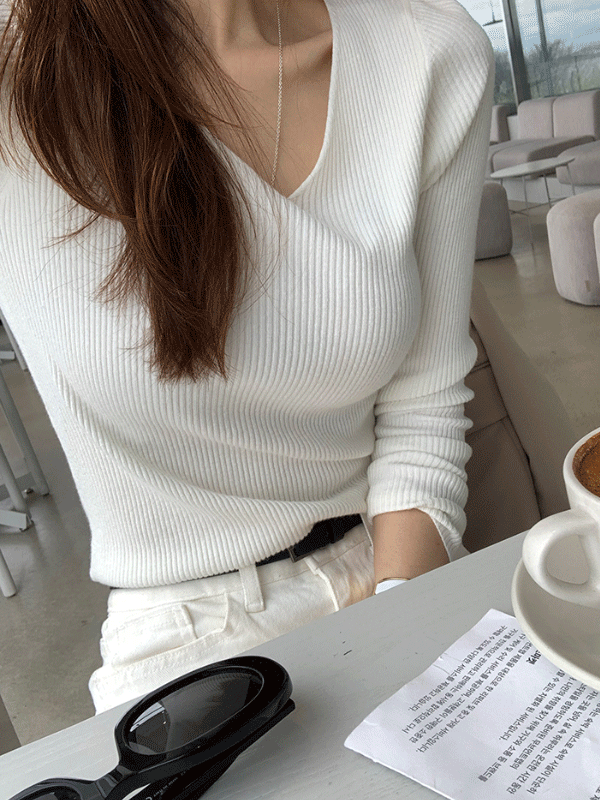 핀르 메나트 골지 브이넥니트 / 5color - 위시버킷