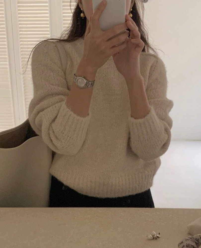 모니크 monique 모니크 캔디 니트 긴팔 라운드 데일리 nt (4col) - 위시버킷