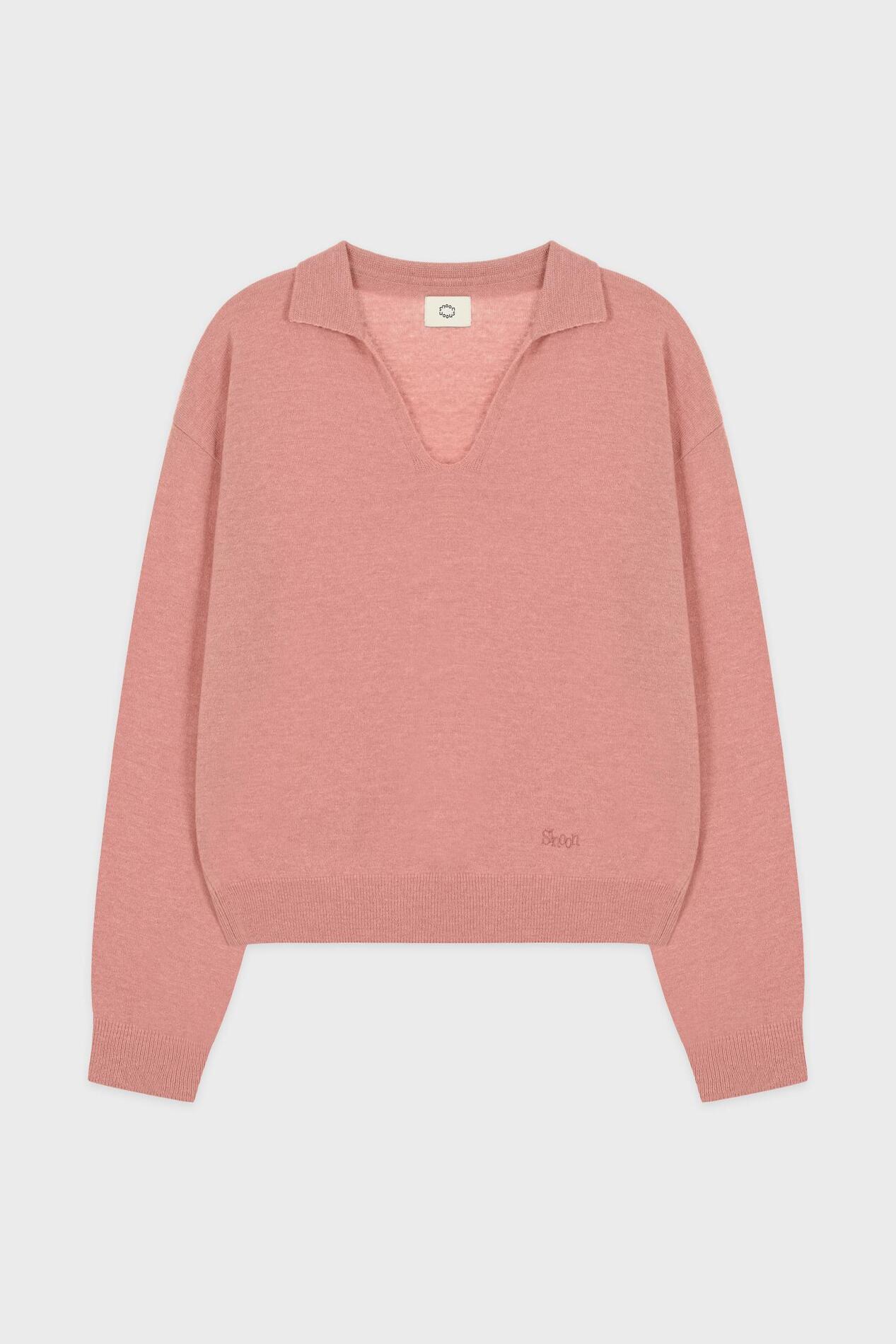 시눈 Sinoon Logo Collar Knit (Pink) - 위시버킷