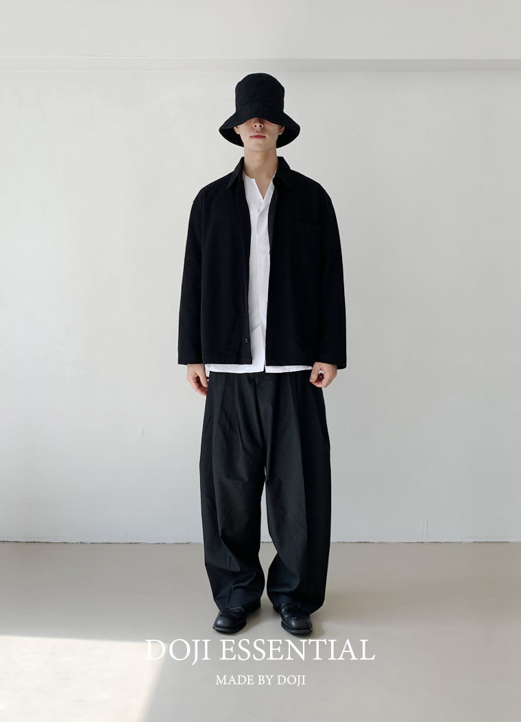 도지 [made] texture pintuck slacks (black) - 위시버킷