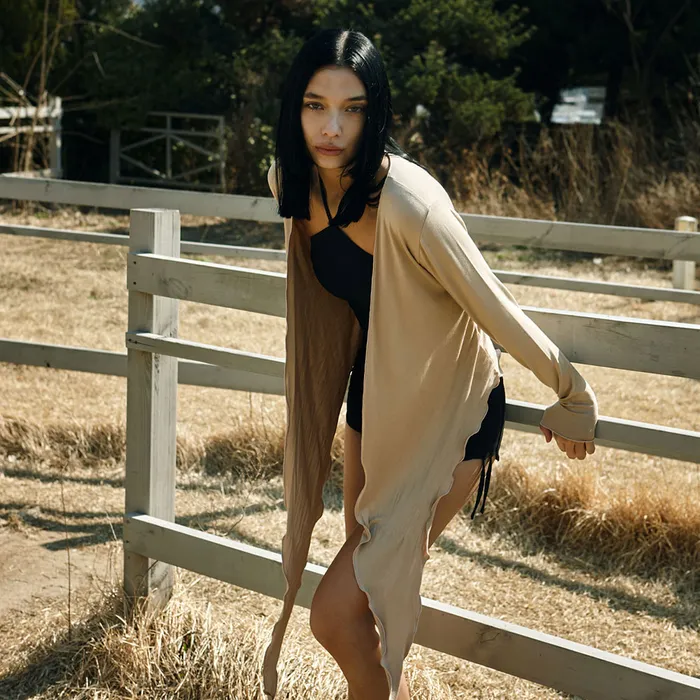 데비웨어 트리플 트위스트 롱 가디건 DEVI-O0017-베이지 - 위시버킷