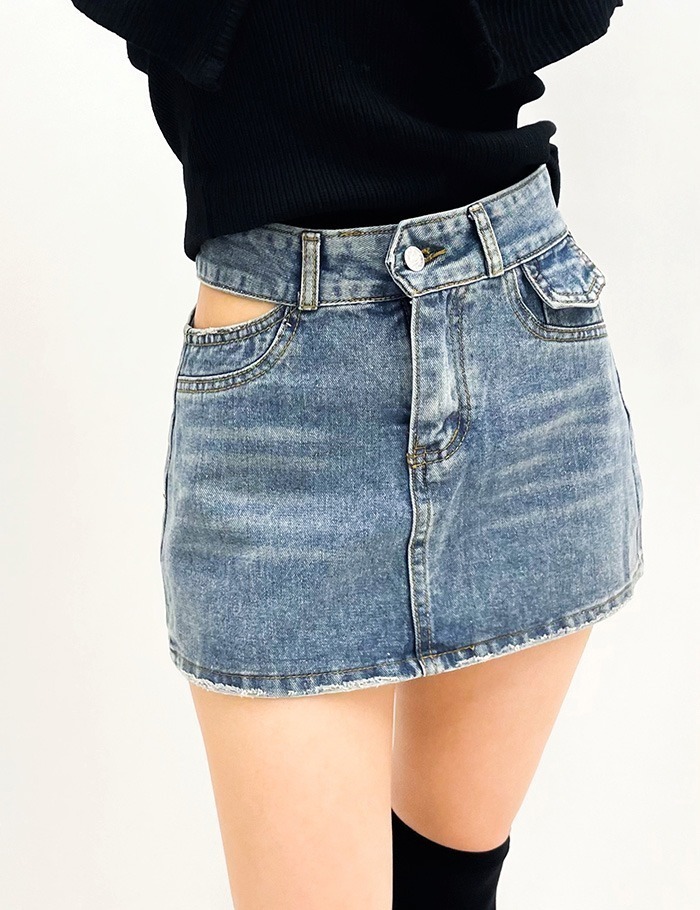 토다 side slit denim mini sk - 위시버킷