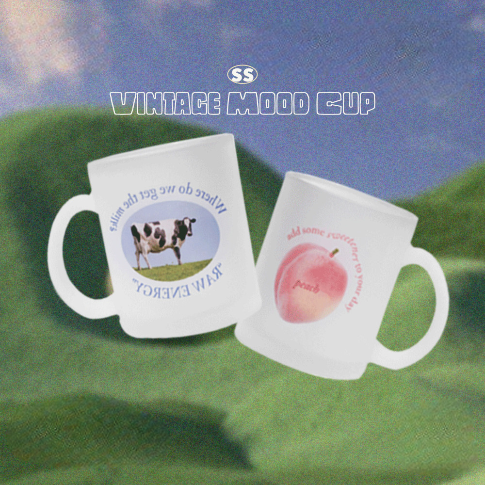 수심 수심 Vintage Mood Cup 빈티지 유리컵 물컵 내열 복숭아 피치 우유 카페 머그 - 위시버킷