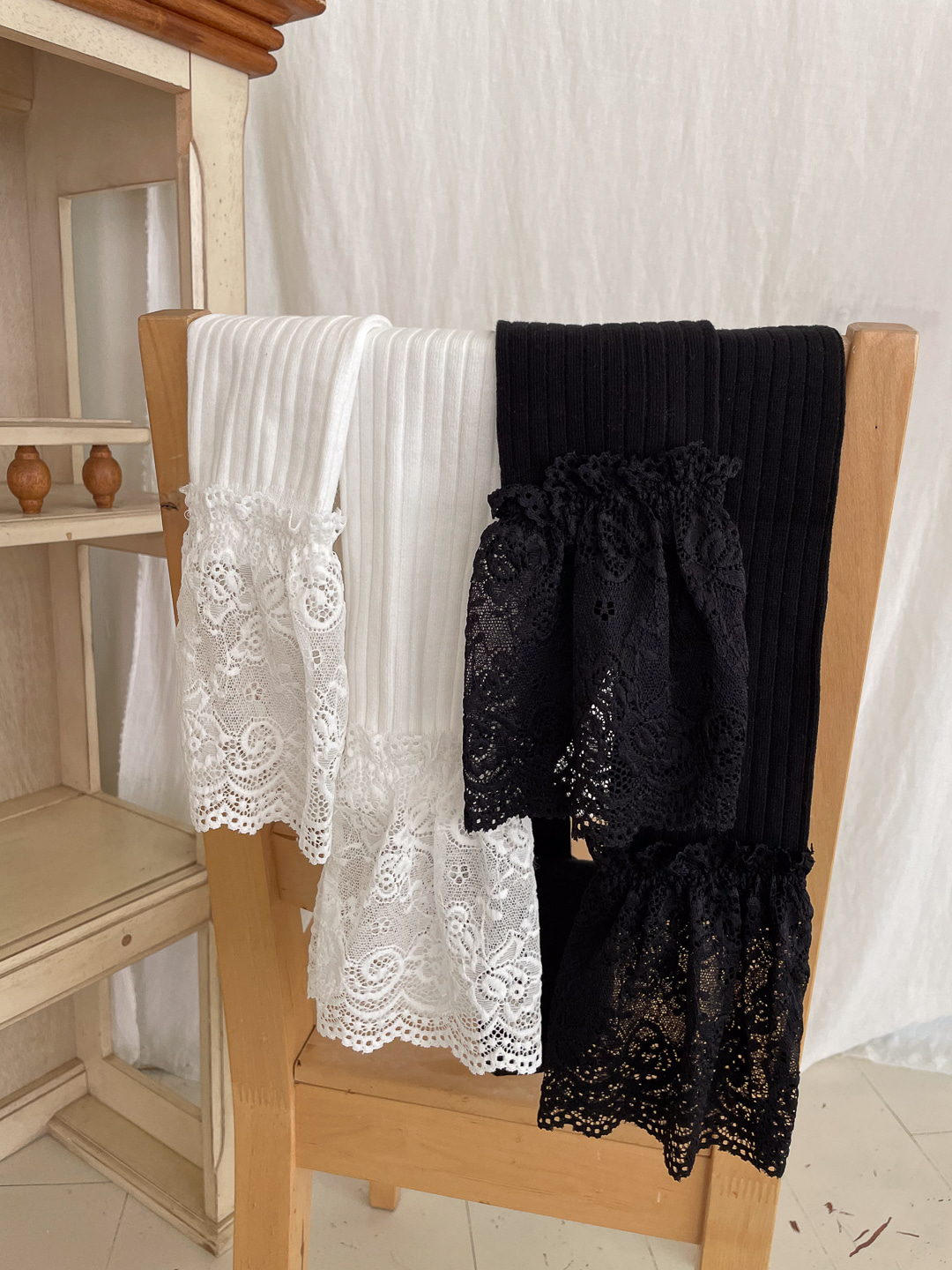 미야오 ivy lace ribbed knee socks - 위시버킷