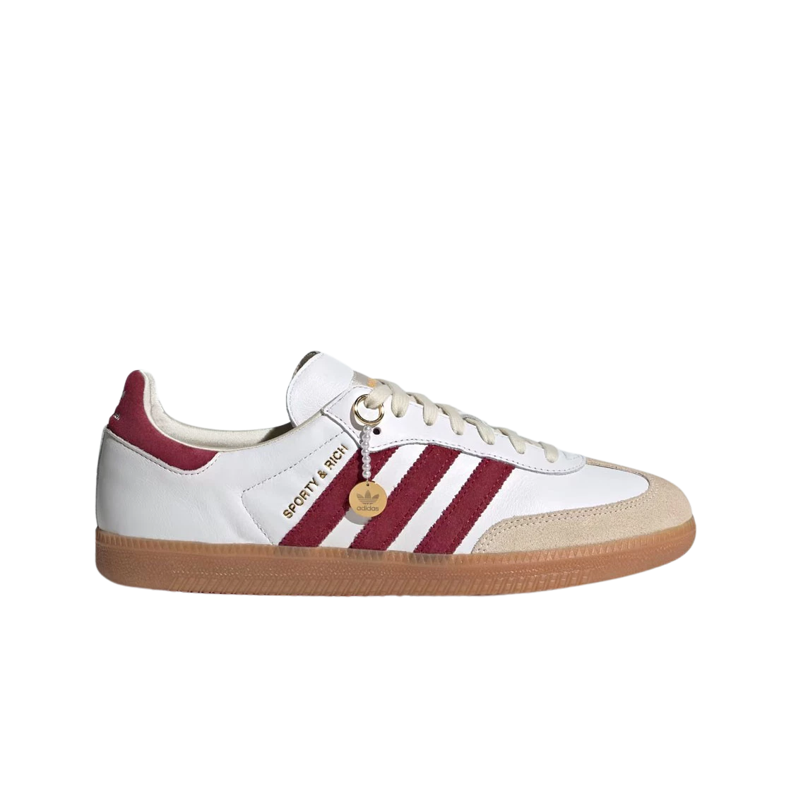 아디다스 Adidas x Sporty & Rich Samba OG Cloud White Collegiate Burgundy - 위시버킷