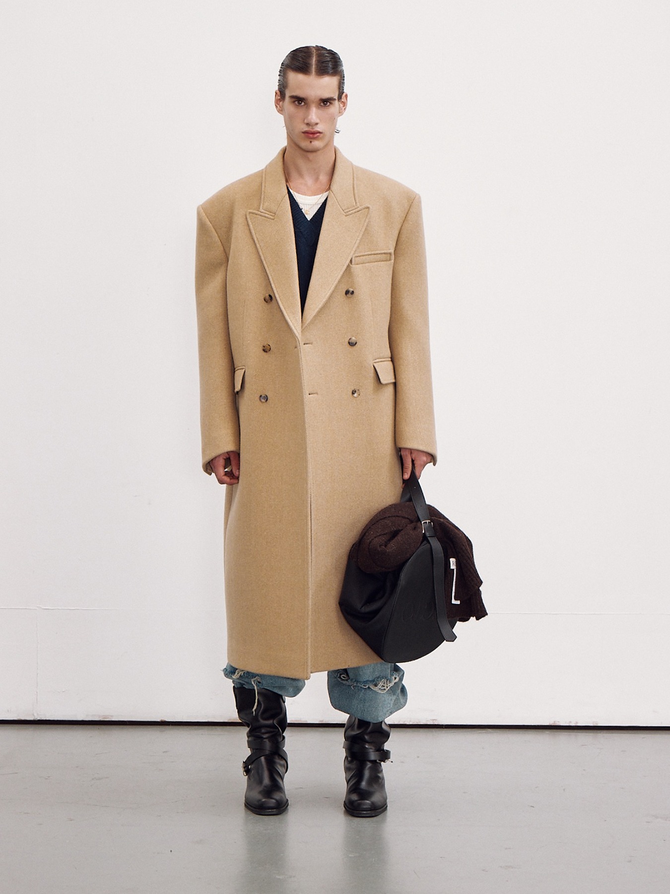 렉토 ROVER FELT OVERSIZED TAILORED DOUBLE COAT (BEIGE) - 위시버킷