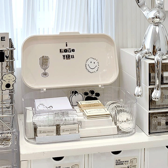 큣셀링 New선물증정 큣셀링 문구 화장품 악세사리 투명 감성 럭셔리 다용도 보관 박스 정리함 화장품 인테리어 화장대 세면대 사무실 책상 수납 용품 소품 정리 정리함