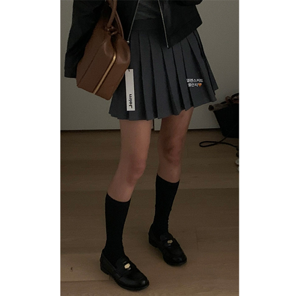로노이 (당일) 미엘 miel 엘렌 스커트 2col 블랙 그레이 플리츠 미니 주름 - 위시버킷