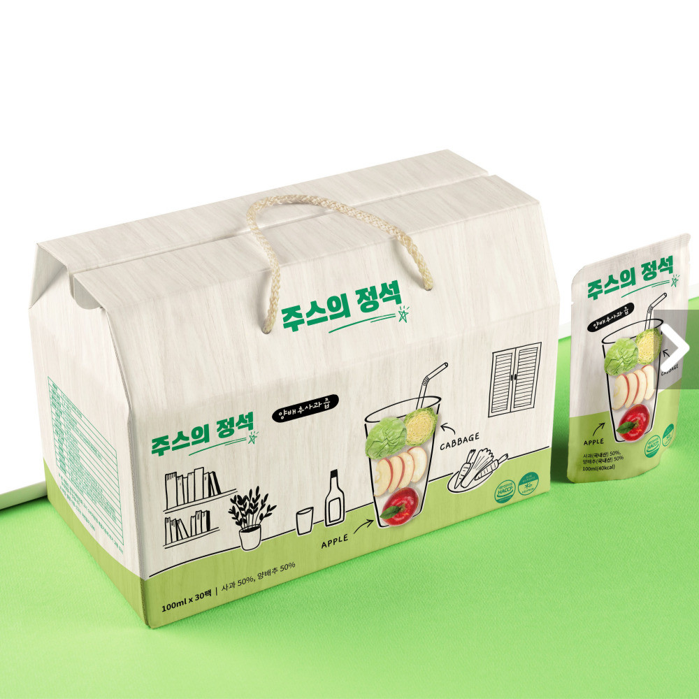 주스의정석 주스의정석 제주 유기농양배추 사과즙 100%착즙 NFC 100ml x 30팩 [원산지:국산] - 위시버킷