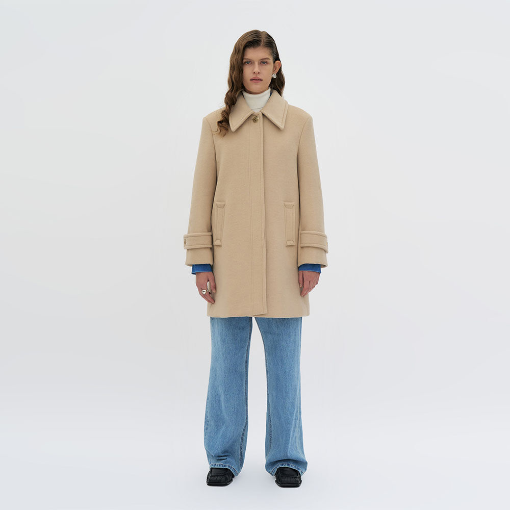 가브리엘리 WOOL-BLEND MEDIUM LENGTH COAT - CREAM BEIGE - 위시버킷