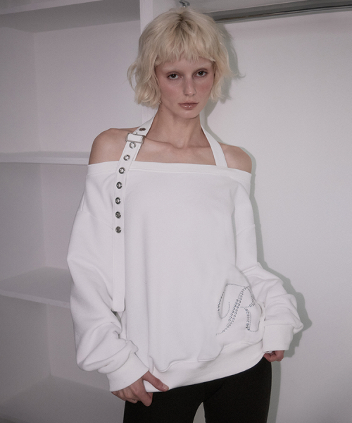 로제프란츠 Eyelet Strap Open Sweatshirt [Ivory] - 위시버킷