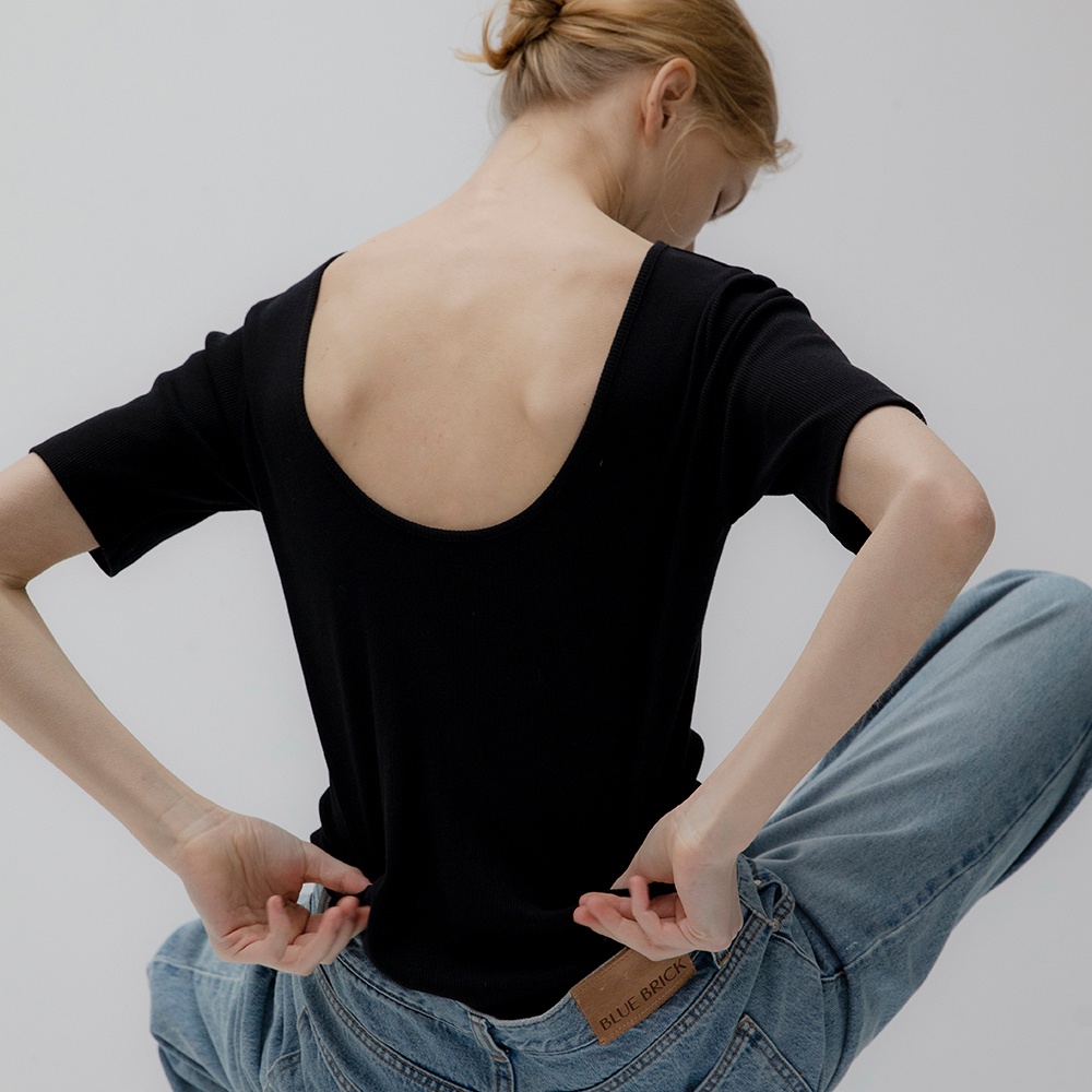 블루브릭 [3차] Backless t-shirt (black) - 위시버킷