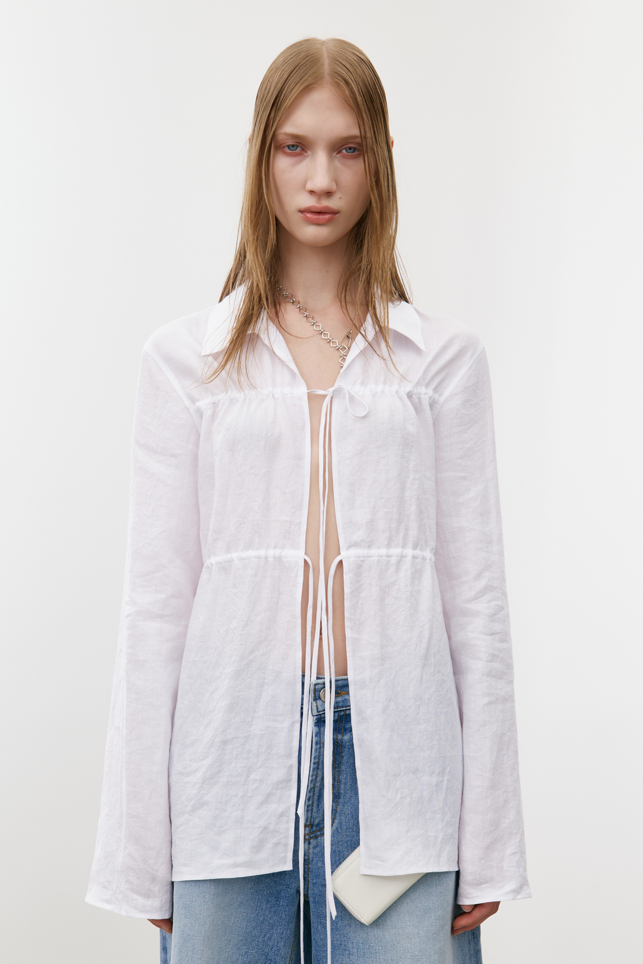 스튜디오 테이블 LINEN STRING SHIRT, WHITE - 위시버킷