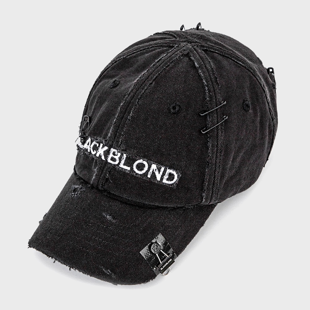 블랙블론드 BBD Cross Damage Custom Denim Cap (Black) - 위시버킷