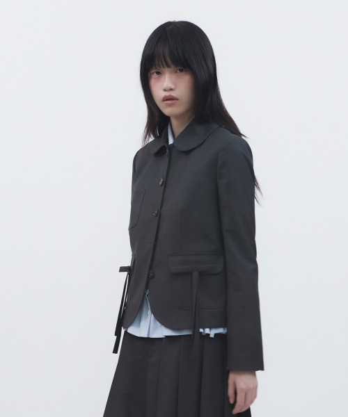 뚜오미오 뚜오미오(TUOMIO) ROUND COLLAR RIBBON JACKET [CHARCOAL] - 사이즈 & 후기 ...