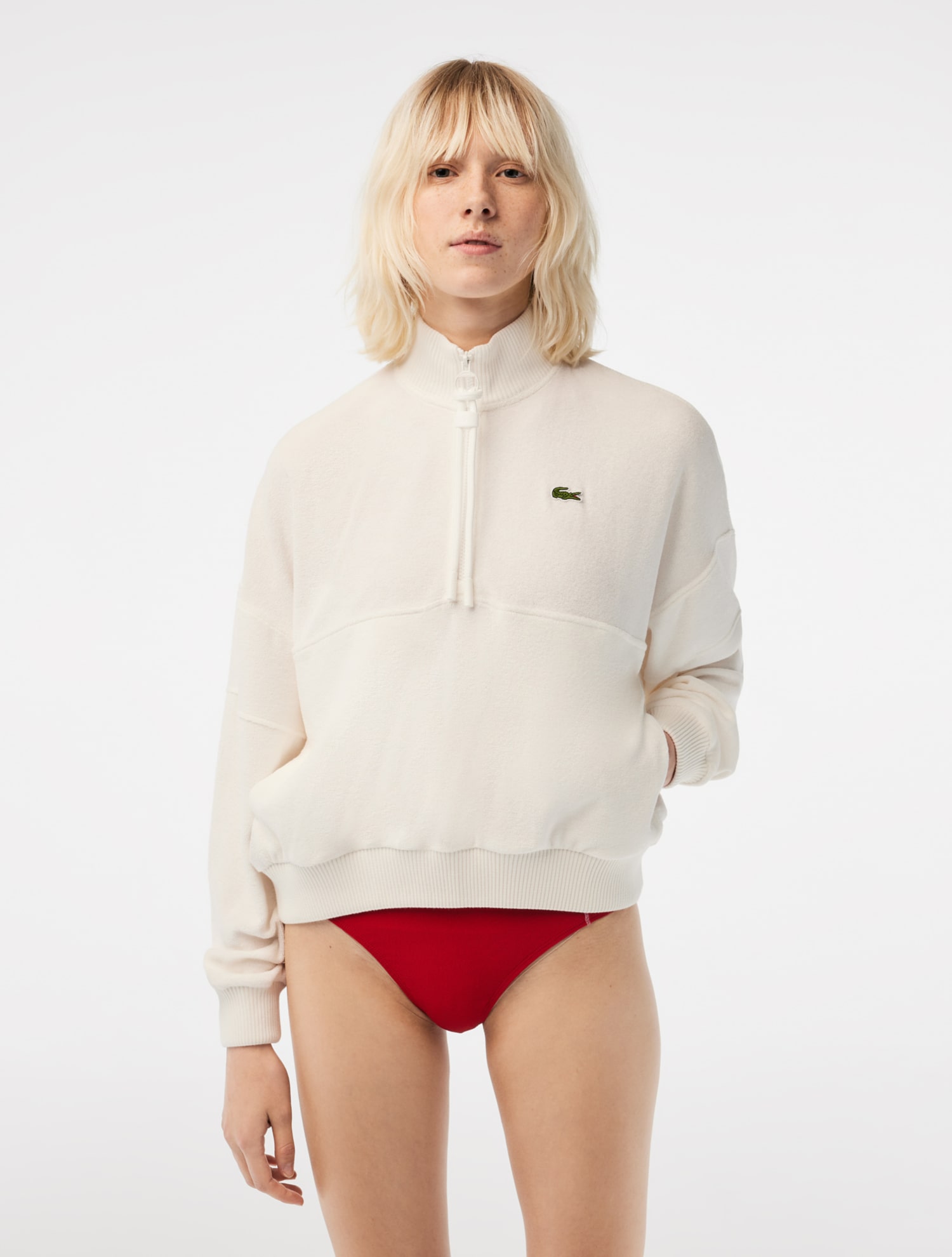 라코스테 여성 하프집업 루즈핏 티셔츠 SF6385-53G 70V - 위시버킷