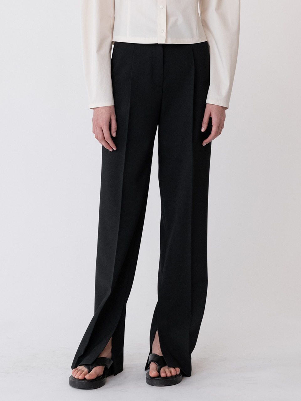 르 Le slit detail slacks (black) - 위시버킷