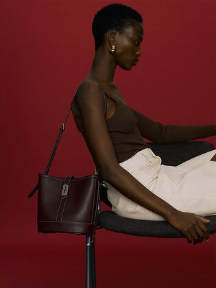 분크 Festone Leather Basket S (페스토네 레더 바스켓 스몰) Burgundy - 위시버킷