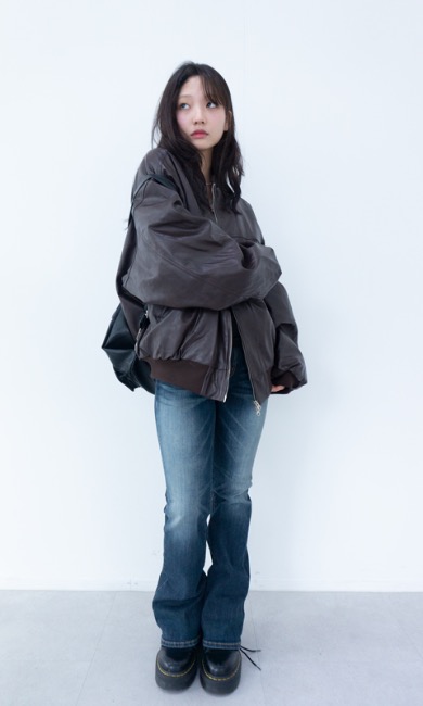 나의나인 Brick Leather Bomber [2c] - 위시버킷