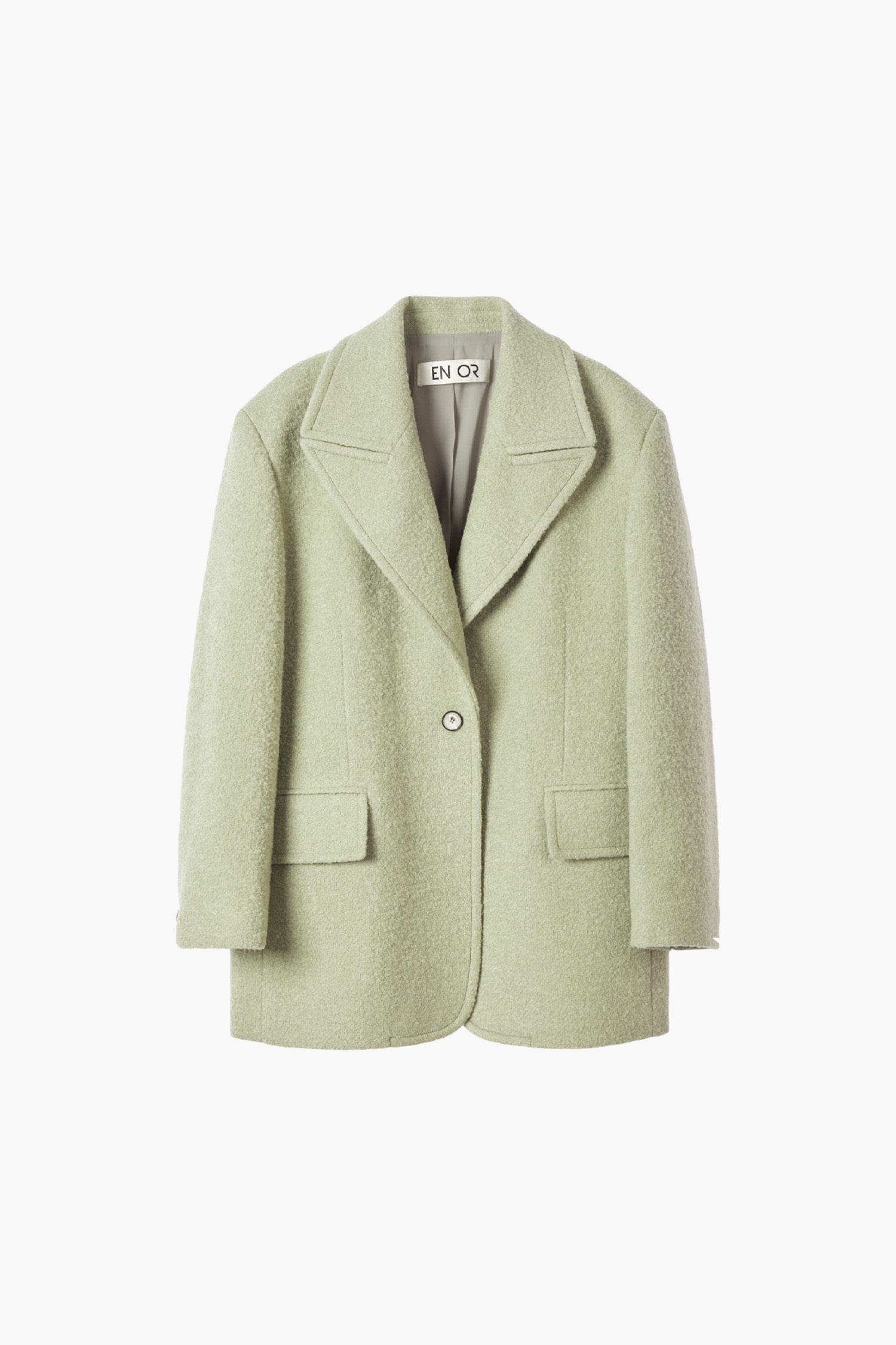 엔오르 WIDE LAPEL COLLARED JACKET - GREEN - 위시버킷