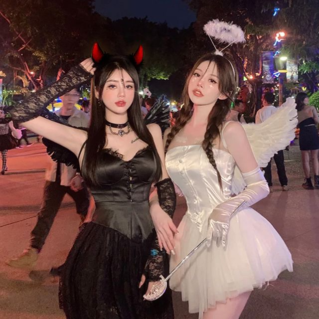 갓샵 천사 악마 날개 코스튬 옷 코스프레 의상 [이벤트 할로윈 데이 분장 봉 소품 머리띠 복장] - 위시버킷