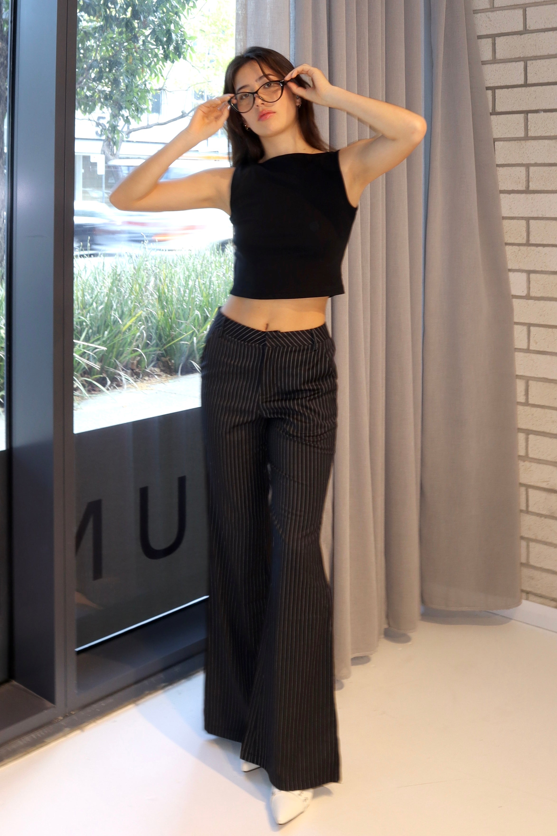 심플쿨걸 SCG MADE | Lucy high-rise trousers - S / Black stripe - 위시버킷