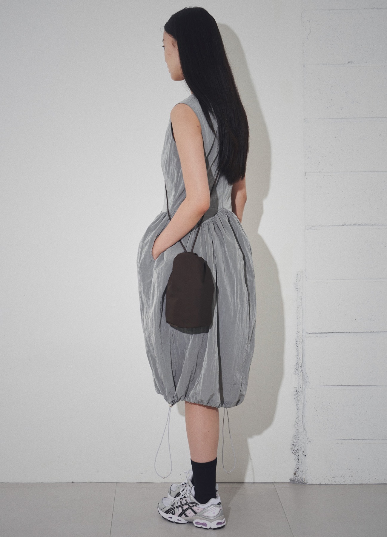 보프 NUBE STRING VOLUME DRESS (SILVER GREY) - 위시버킷