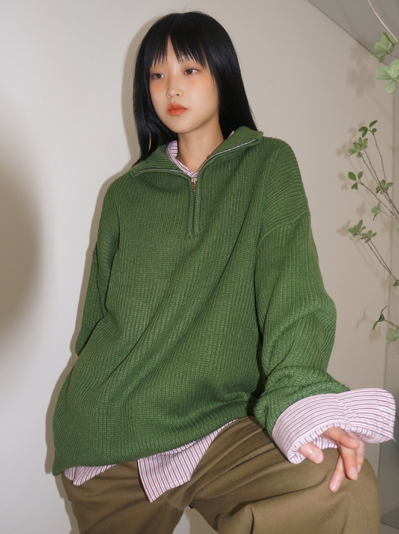 아케 MAMAS HALF ZIP-UP KNIT (4color!) - 위시버킷