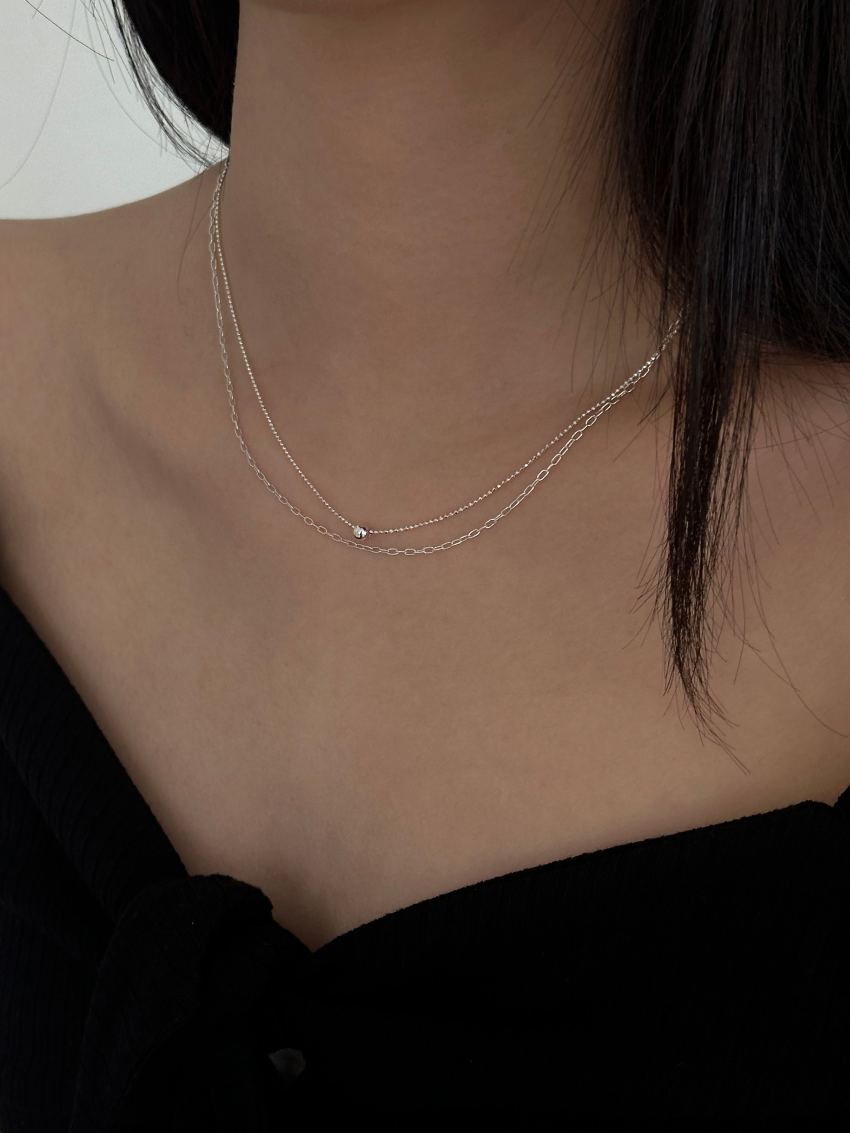 아웃스퀘어 (925silver) 2 -ball chain necklace - 위시버킷
