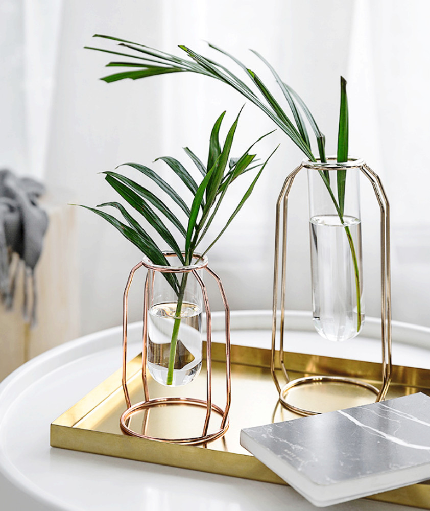 진심디자인 진심디자인 실린더 골드 와이어 화병 꽃병 유니크한 특이한 인테리어 소품 - 위시버킷