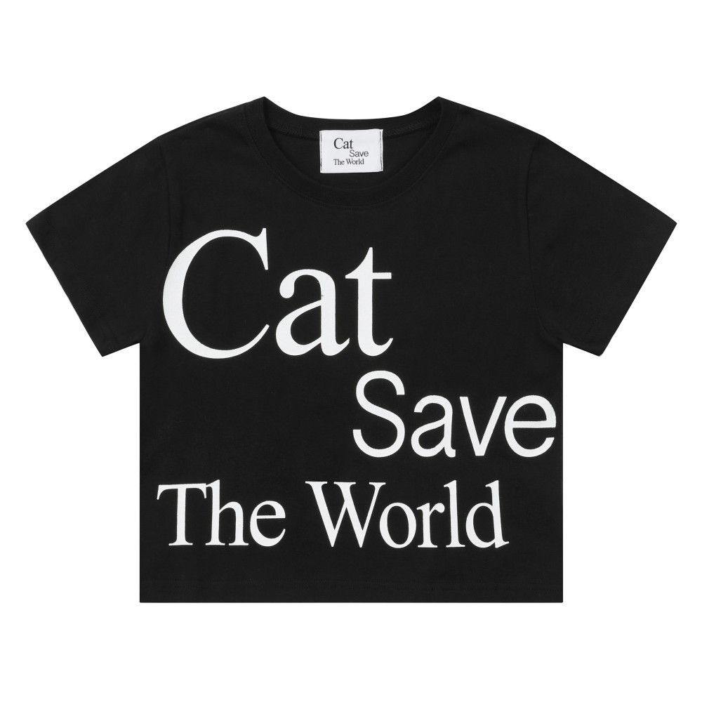캣세이브더월드 Cat Save The World Crop T (2Color)- 캣 세이브 더 월드 크롭 반팔 티 (2컬러) - 위시버킷