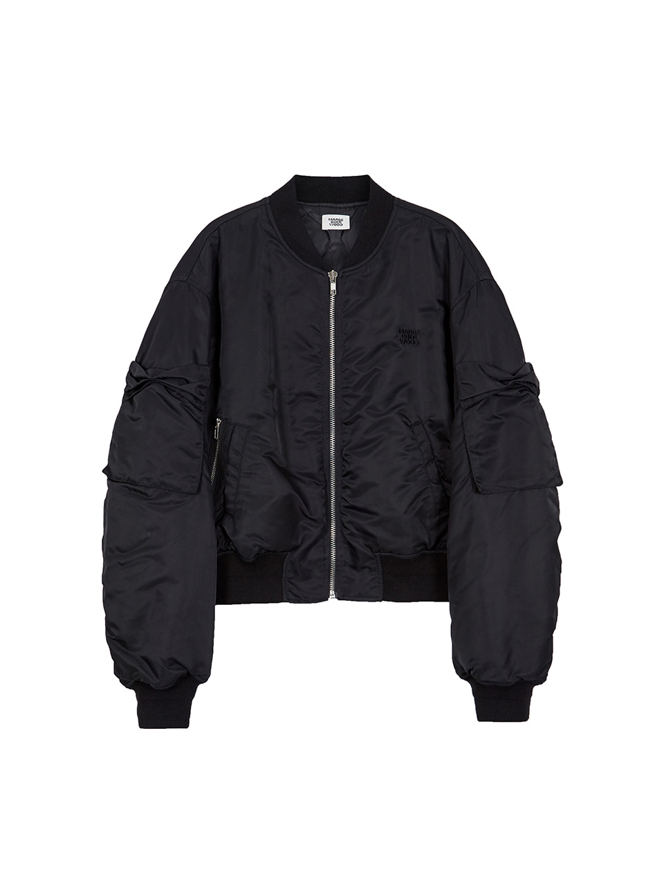 마지셔우드 RIBBON OUTPOCKET BOMBER JACKET_black - 위시버킷