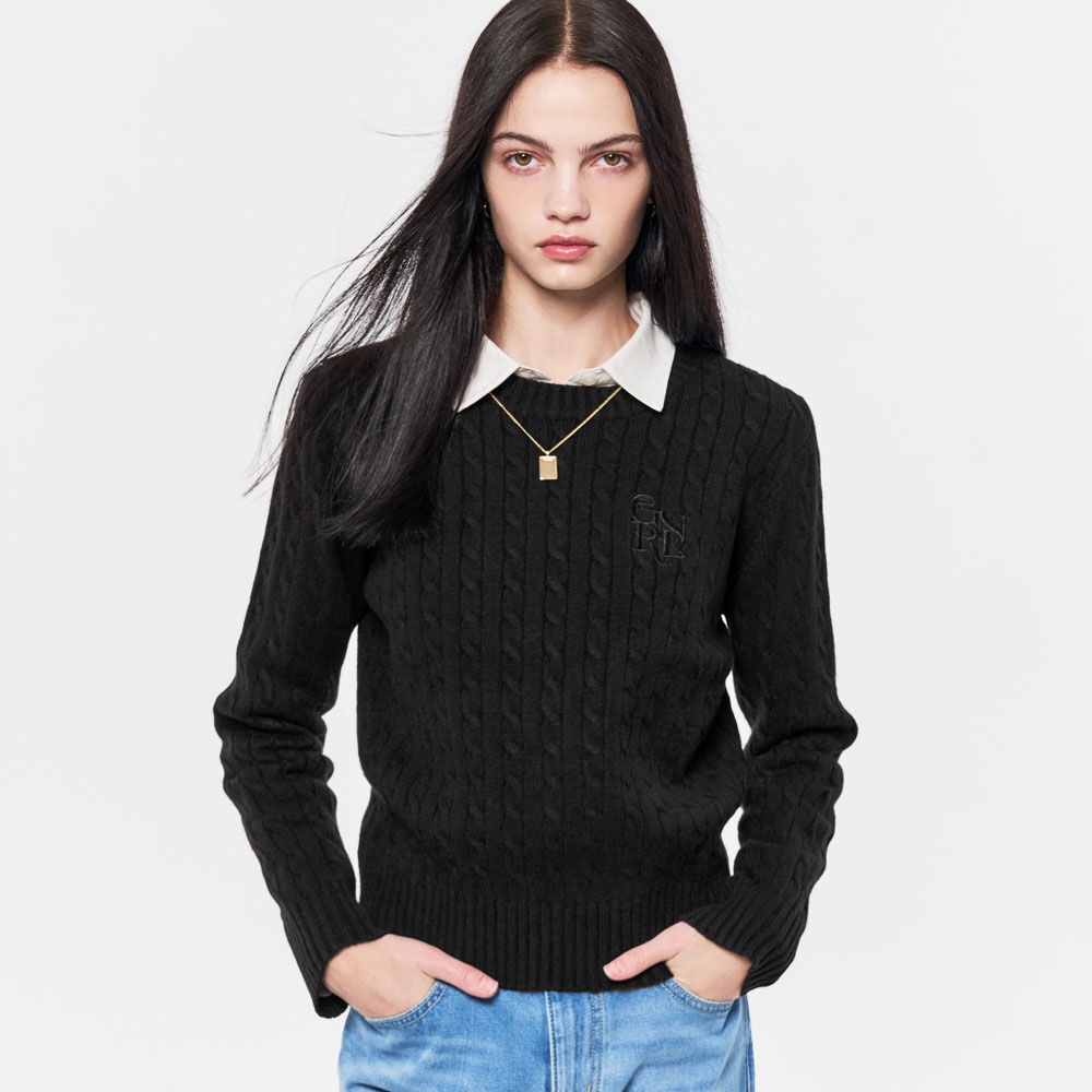 제너럴아이디어 WOMAN GNRL 케이블 풀오버 [BLACK] / WBC3L05502 - 위시버킷