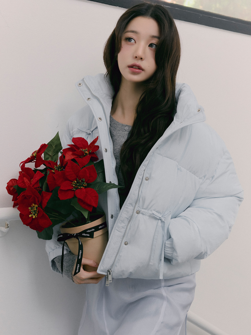 로라로라 RIBBON WELLON PADDING SKY - 위시버킷