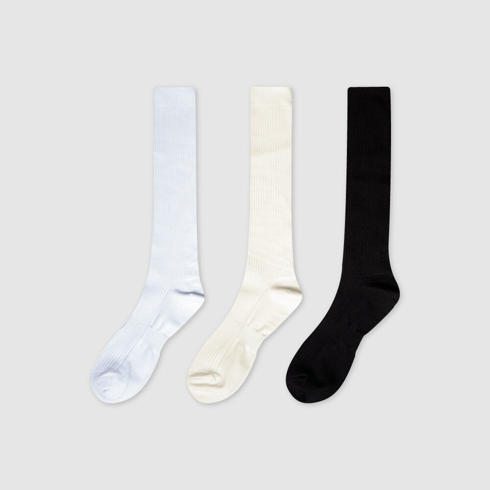 일오공칠 [3PACK] 1507 클래식 트라우져 하이 루즈 삭스 - 아이보리/스노우 화이트/블랙 - 위시버킷