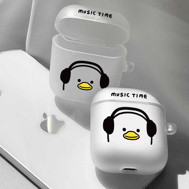 알로하디자인샵 오리 헤드셋 일러스트 심플 에어팟프로23세대 12세대 에어팟케이스 반투명케이스 귀여운 디자인 일러스트 친구선물 생일선물 케이스 위시버킷