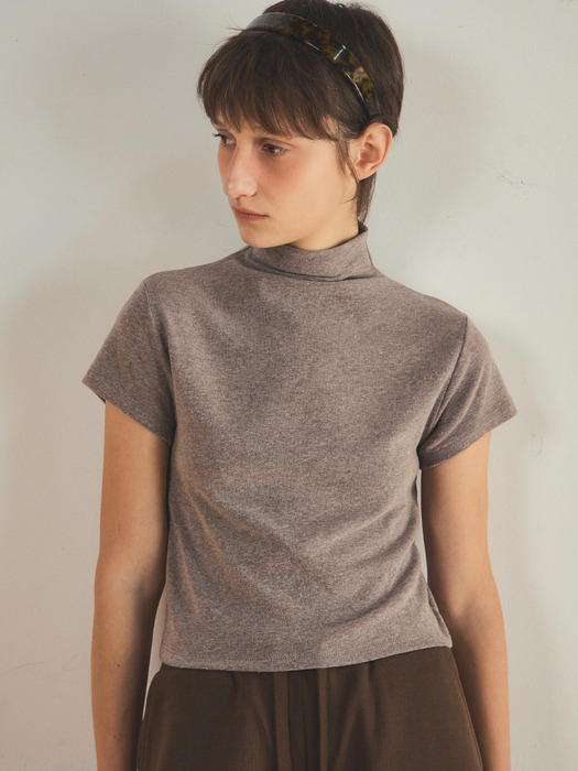 아우어노스텔지아 angora half turtleneck logo t-shirt_4color - 위시버킷