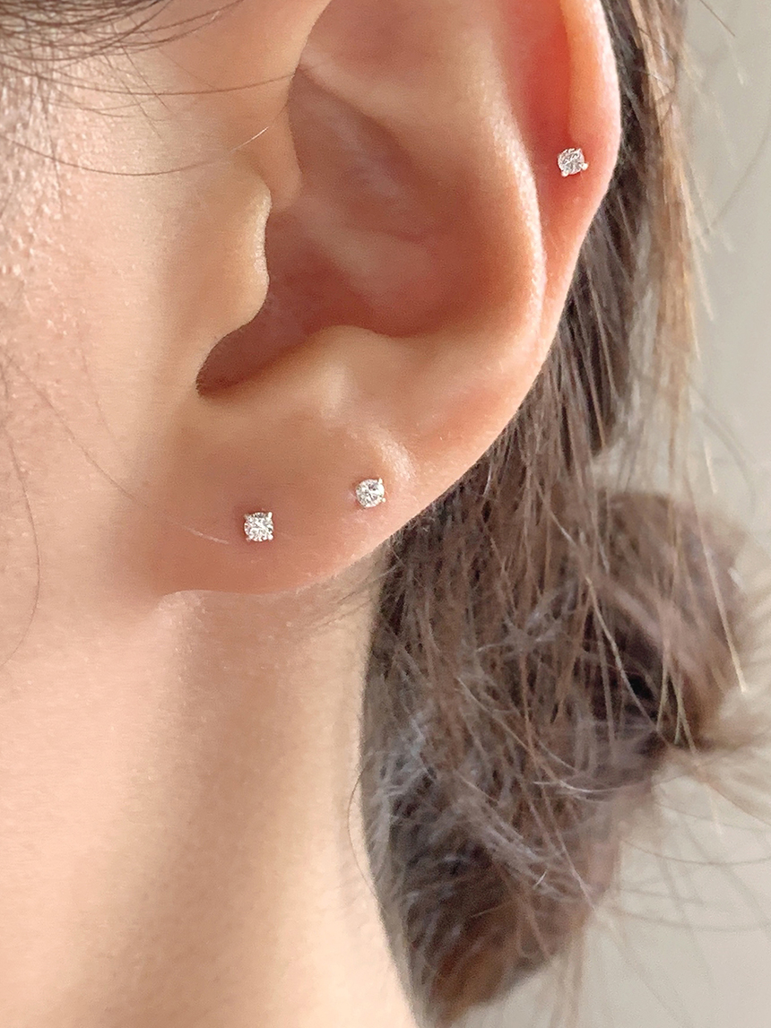 하티드 [silver925] 2mm 큐빅 귀걸이 피어싱 - 위시버킷