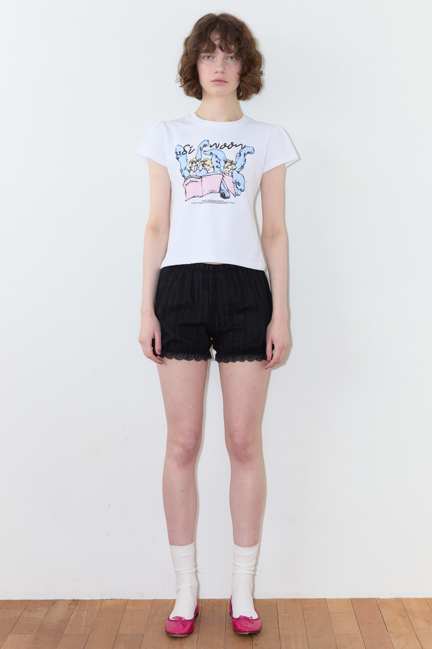 시눈 Sinoon Angel Puff T-Shirt (White) - 위시버킷