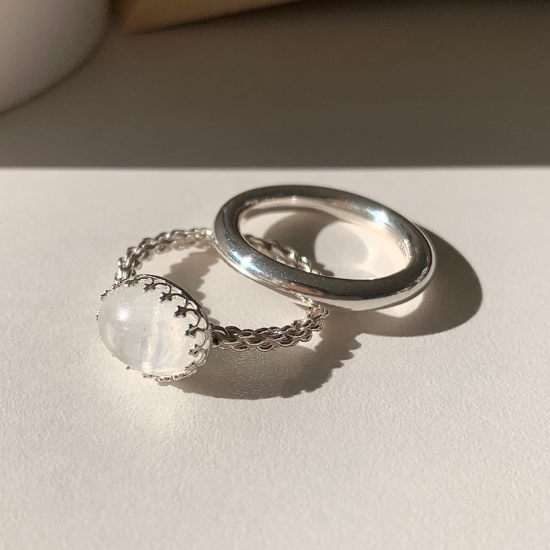마르멜로 [Large] Crown gemstone ring (silver925) - 위시버킷
