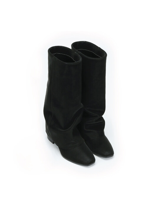 쓰리투에이티 Wrinkle Leather Boots (Black) (225-255) - 위시버킷