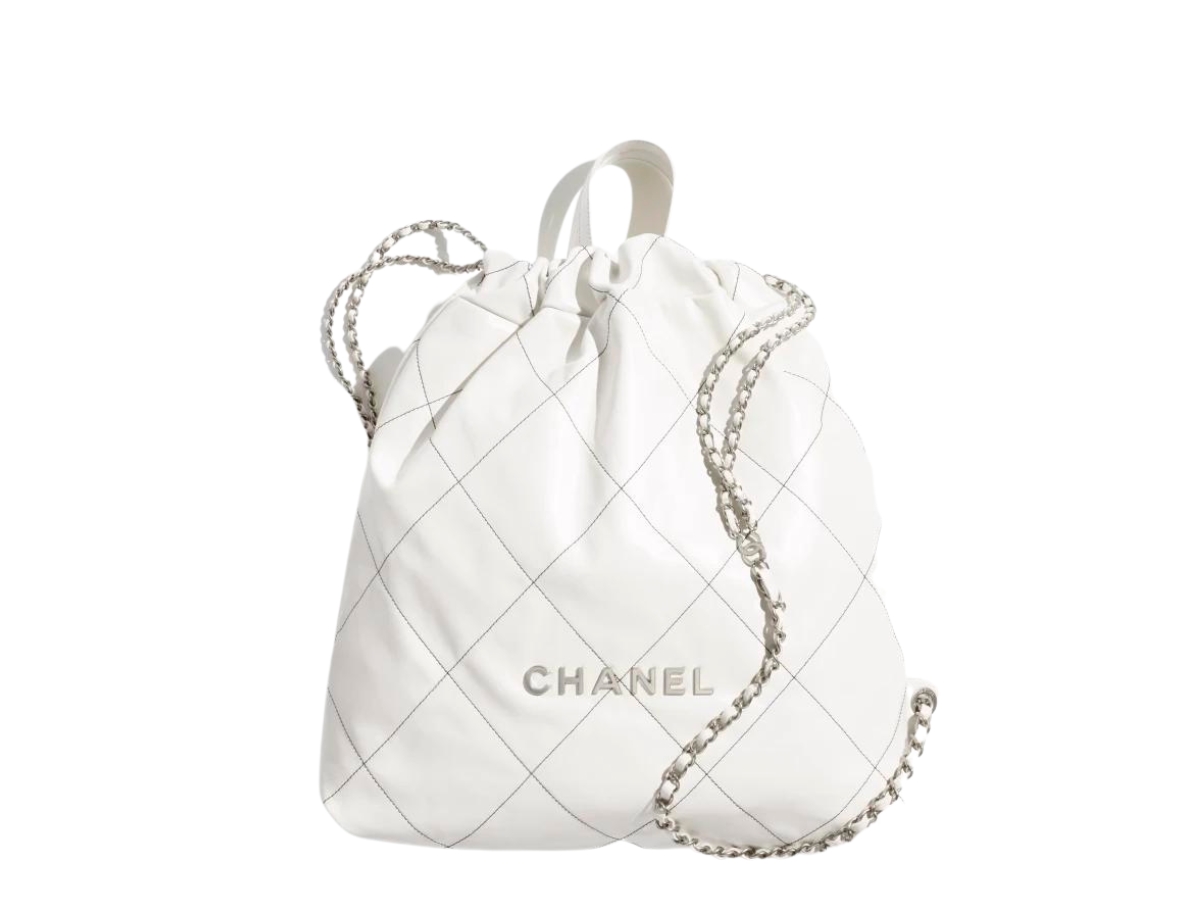 샤넬 Chanel 22 Large Backpack In Shiny Calfskin With Silver-Tone Metal ...