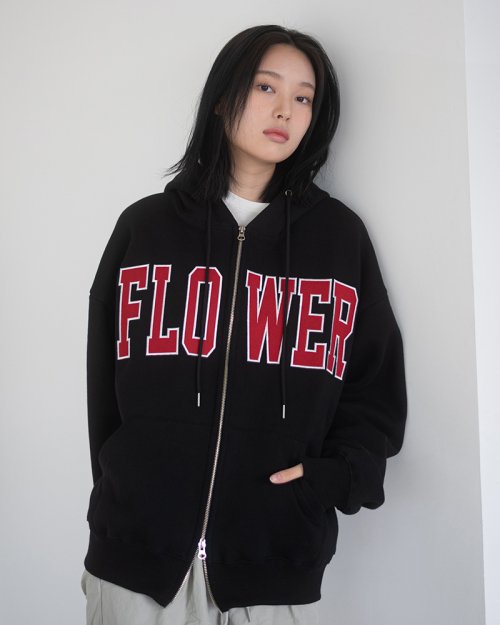 해비즘 FLOWER ZIP UP HOOD(BLACK) - 위시버킷