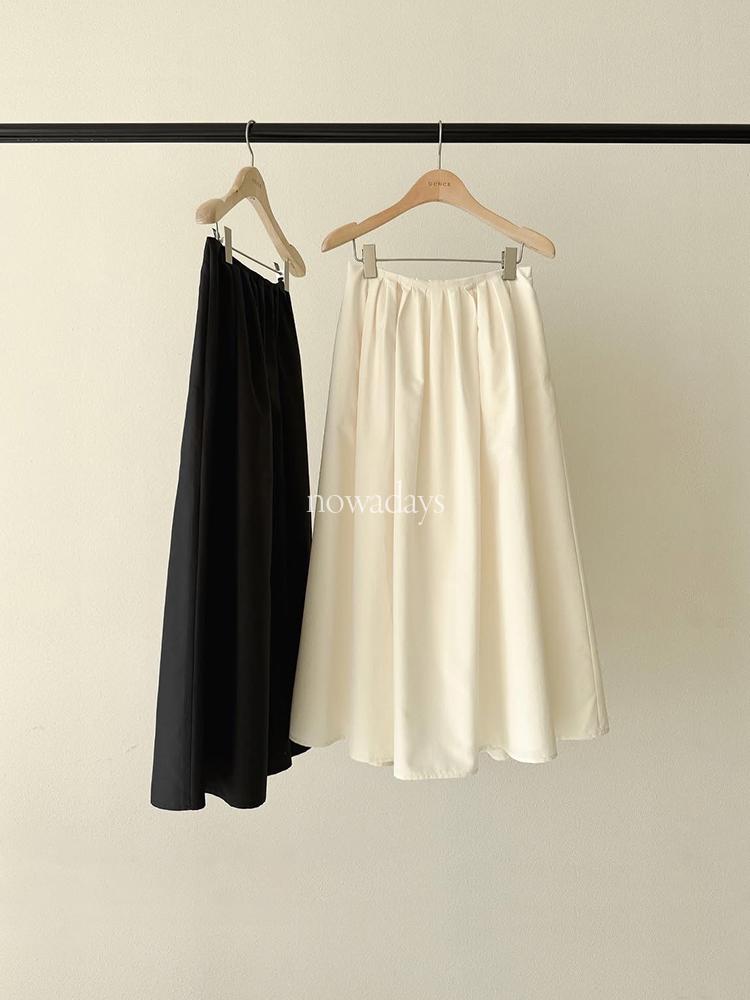 나우어데이즈 나우어데이즈 검S 당일 / OUNCE 온스 르네 핀턱 스커트 A라인 플레어 롱 치마 (2col) - 위시버킷