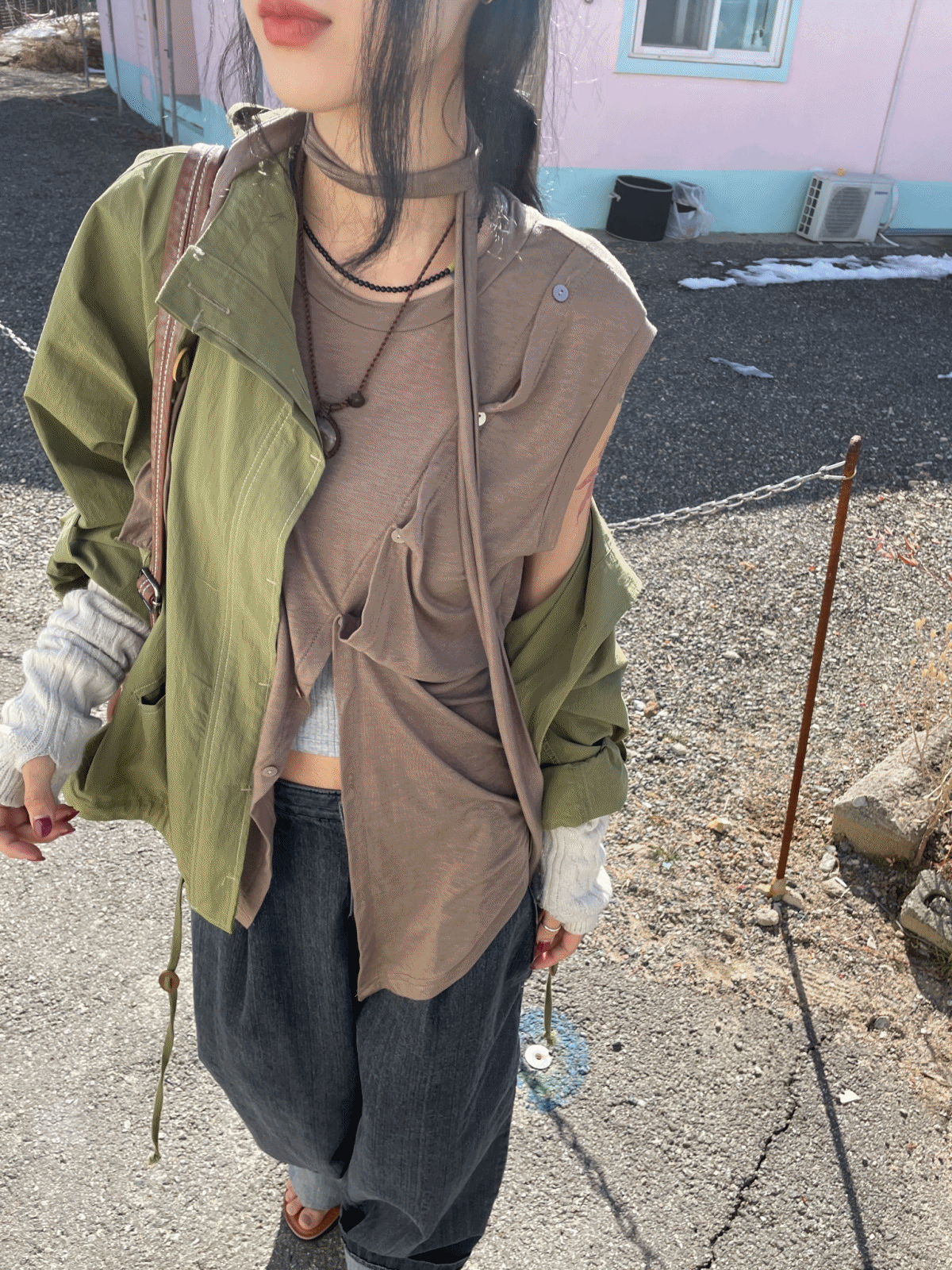 모래 하우스 grunge muffler top - 위시버킷