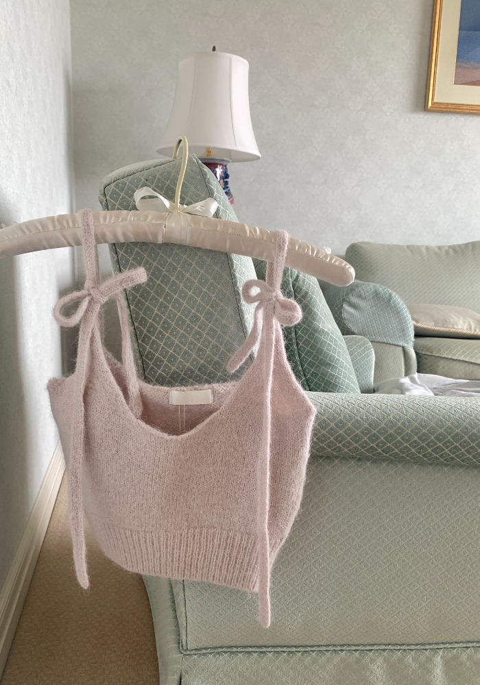 피네 Alpaca Ribbon Knit Bustier - 위시버킷