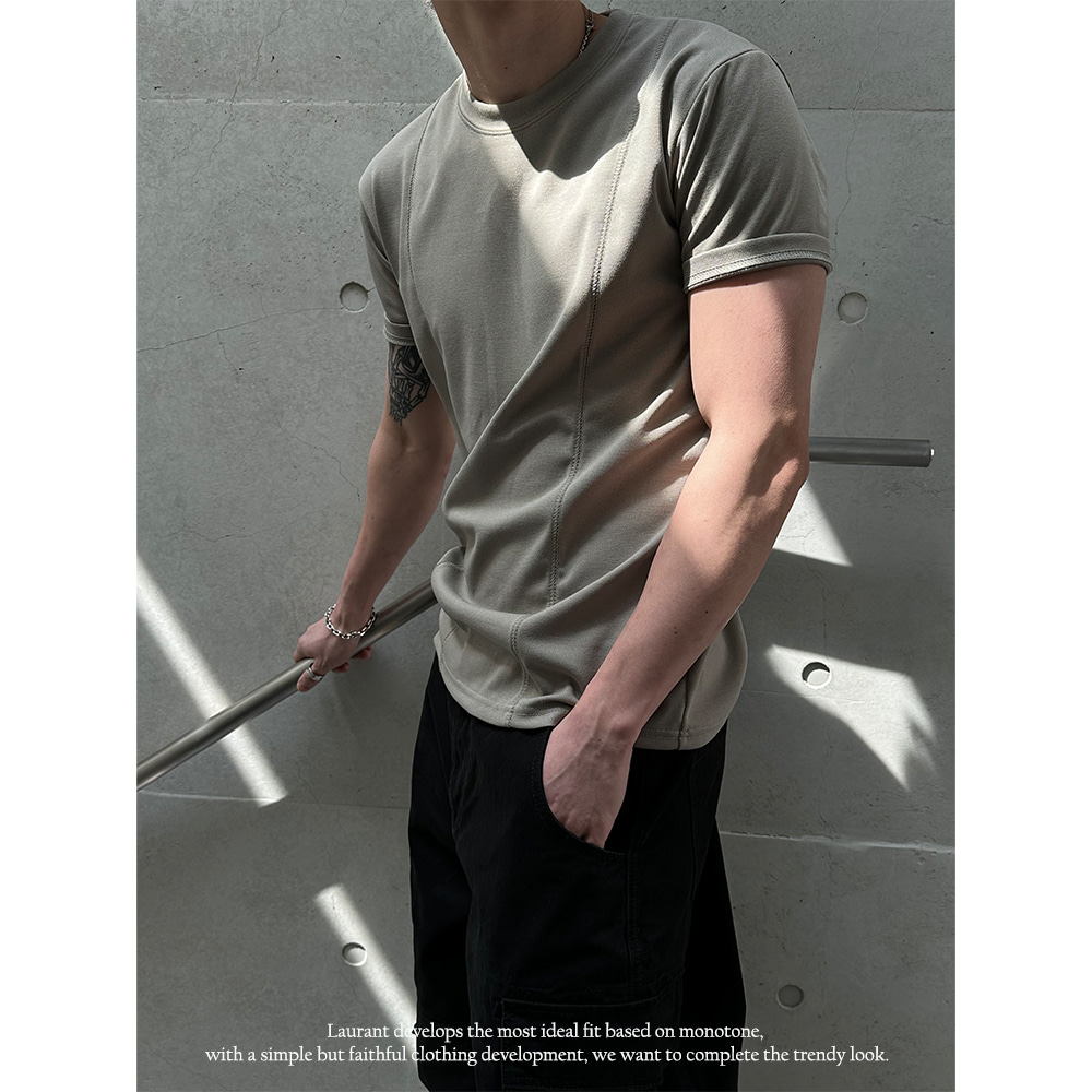 로랑051 [MUSCLE FIT] Front slit muscle half t-shirts(3color) - 위시버킷